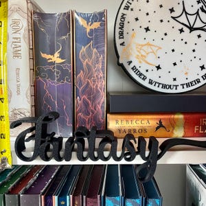Bookshelf Sign Fantasy Library Book Lover Gift Custom Colors Book Club ...