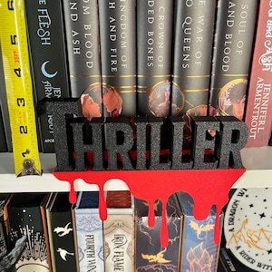 Thriller Library Decor Bookshelf Genre Sign Book Lover Gift Custom ...