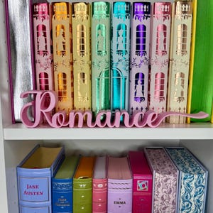 Romance Bookshelf Sign Library Book Lover Gift Custom Colors Book Club ...