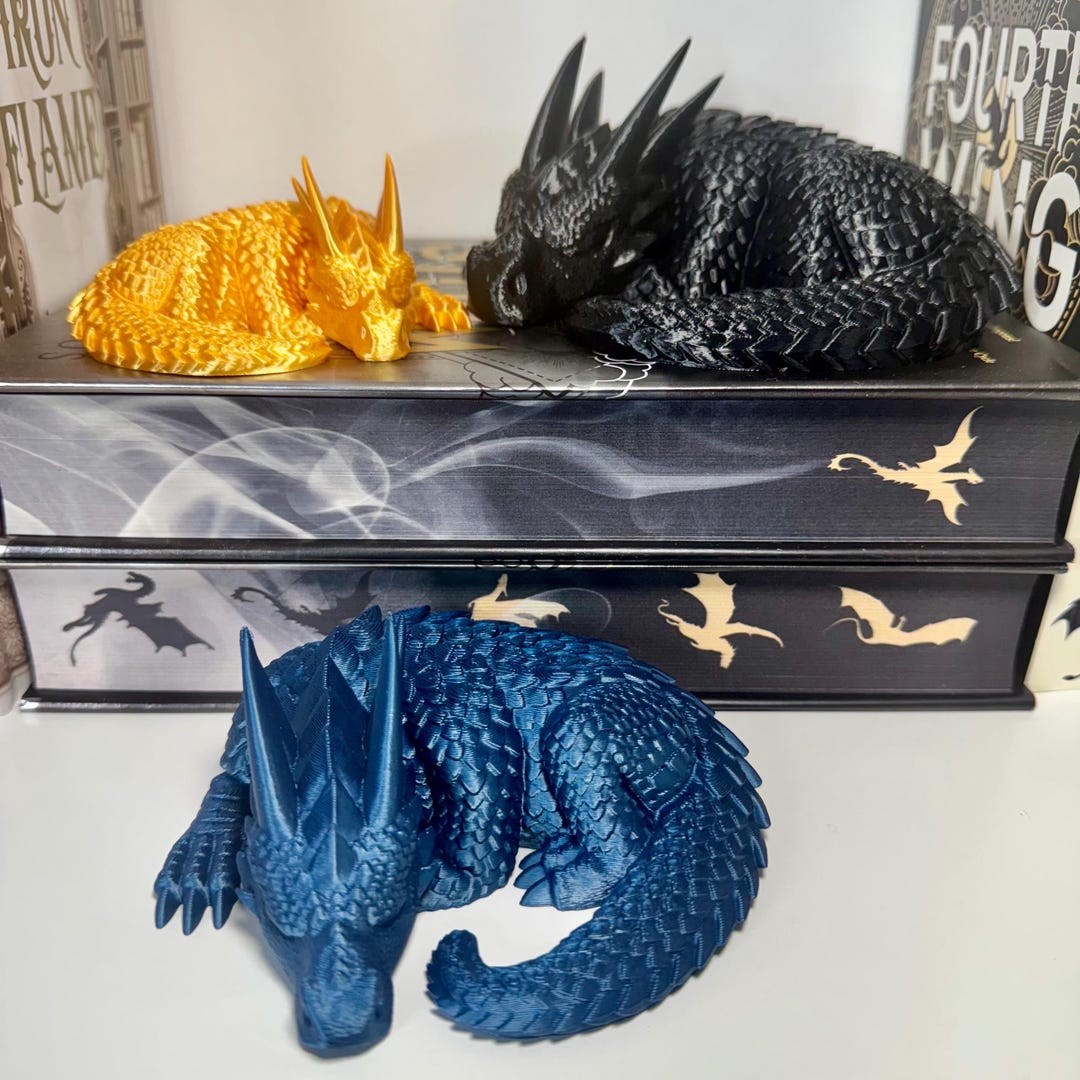 Sleeping Dragon Bookshelf Decor Dragon Figurine 3d Printed Fantasy Book ...