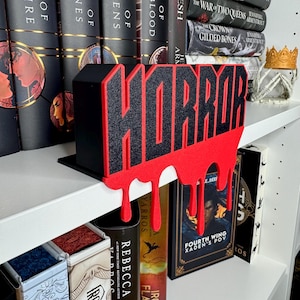 Horror Bookshelf Sign Library Book Lover Gift Man Cave Book Club Decor ...