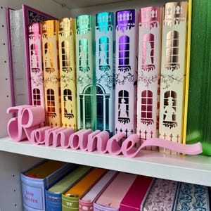 Romance Bookshelf Sign Library Book Lover Gift Custom Colors Book Club ...