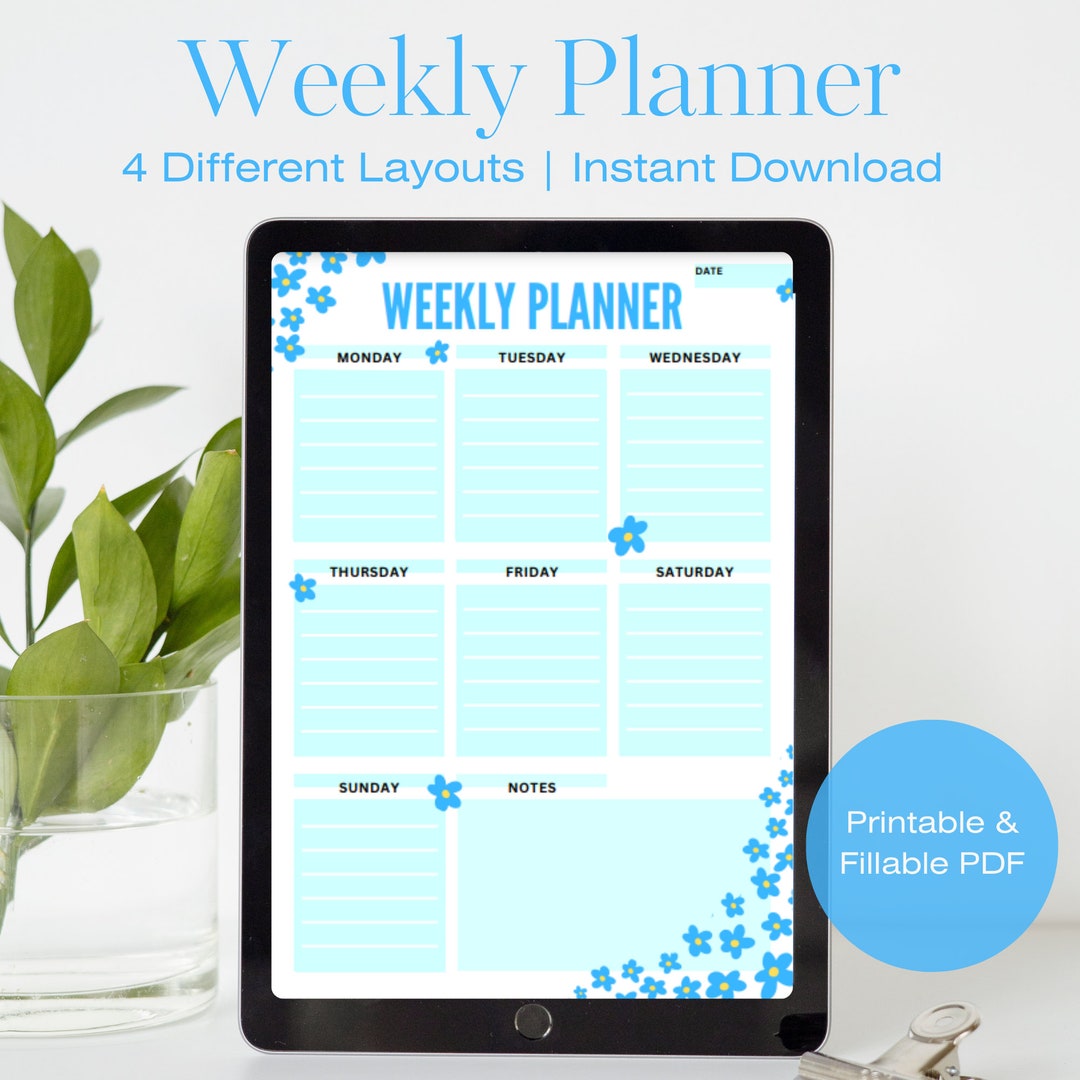Digital Weekly Planner Editable Printable PDF Weekly Organizer to Do ...
