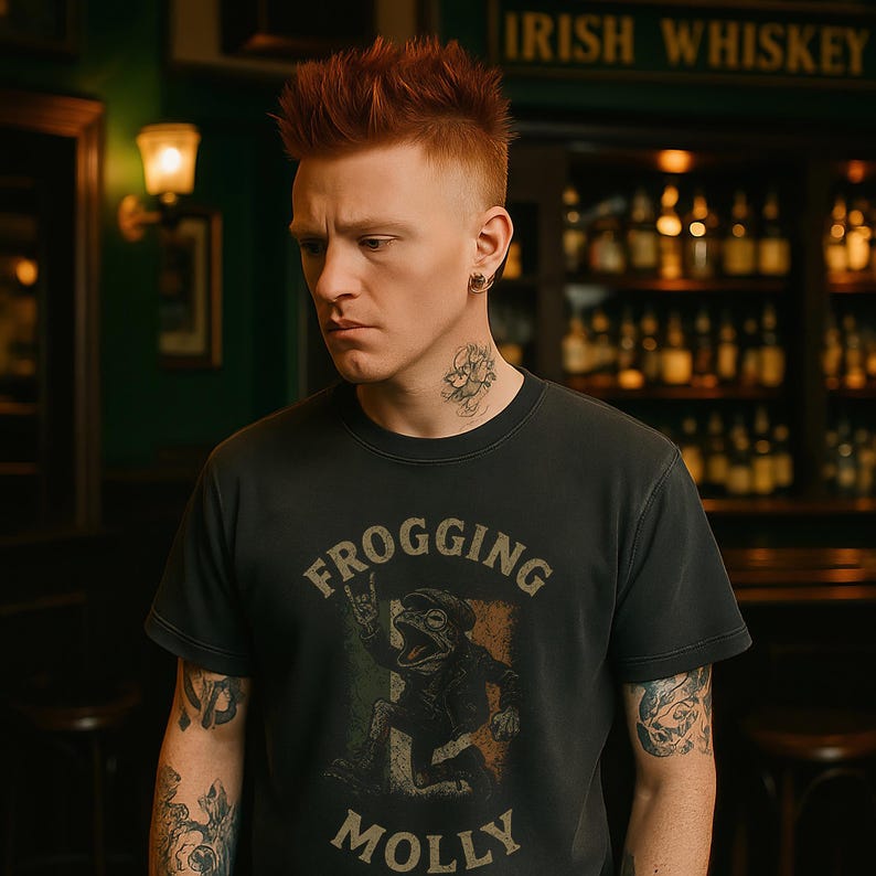 Vintage Irish Punk Frog T-shirt: Frogging Molly Graphic Tee, Black ...