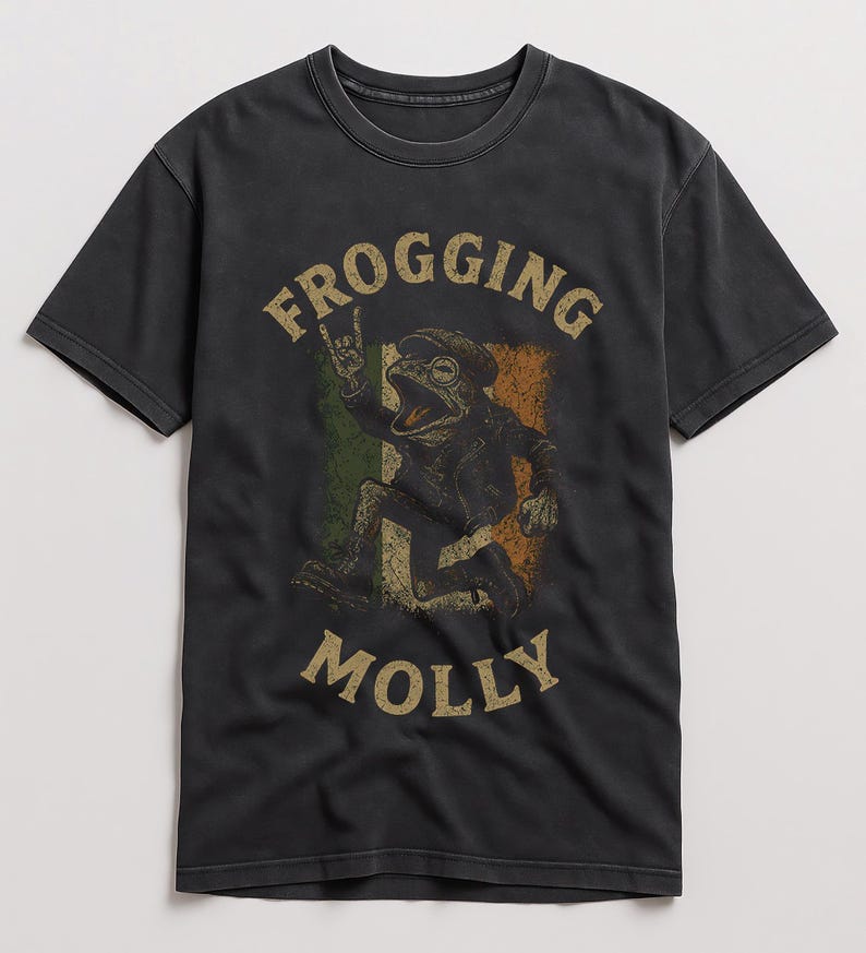 Vintage Irish Punk Frog T-shirt: Frogging Molly Graphic Tee, Black ...