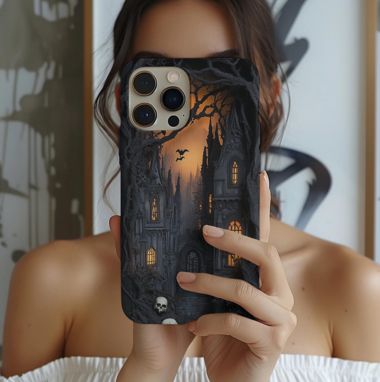 Black Dark Haunted House Phone Case: Gothic Halloween Horror Cover ...