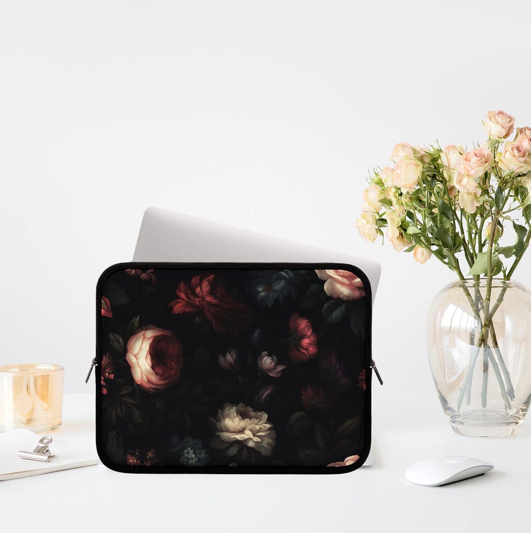 Gothic Floral Aesthetic Laptop Sleeve, Dark Academia Sleeve MacBook or ...
