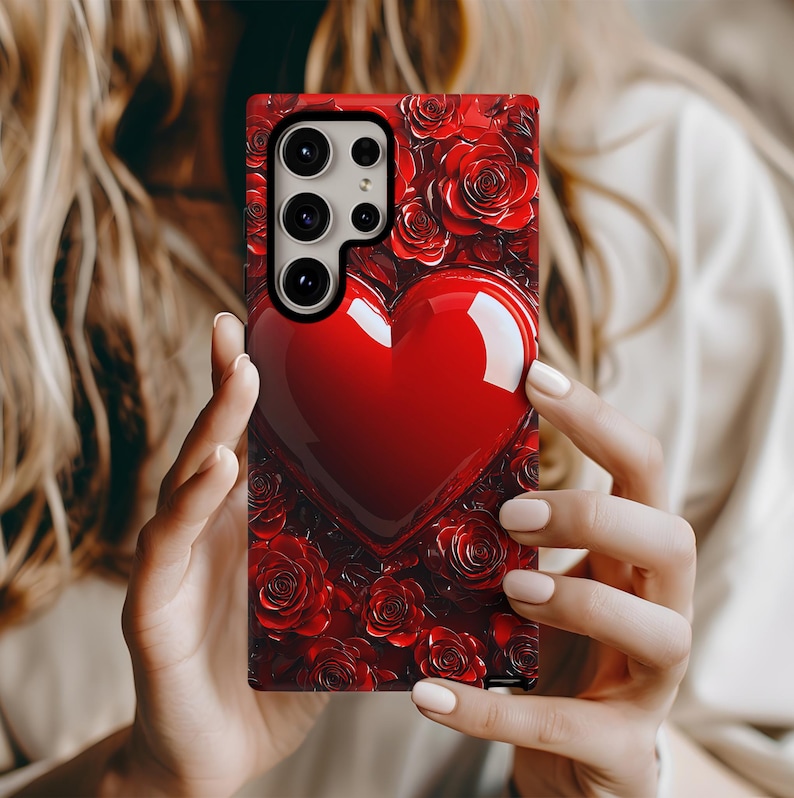 Vibrant Red Roses Heart Phone Case iPhone Samsung, Pixel Case ...