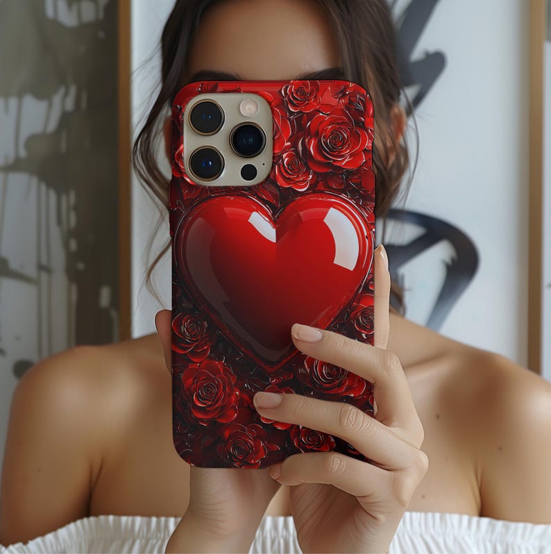 Vibrant Red Roses Heart Phone Case iPhone Samsung, Pixel Case ...