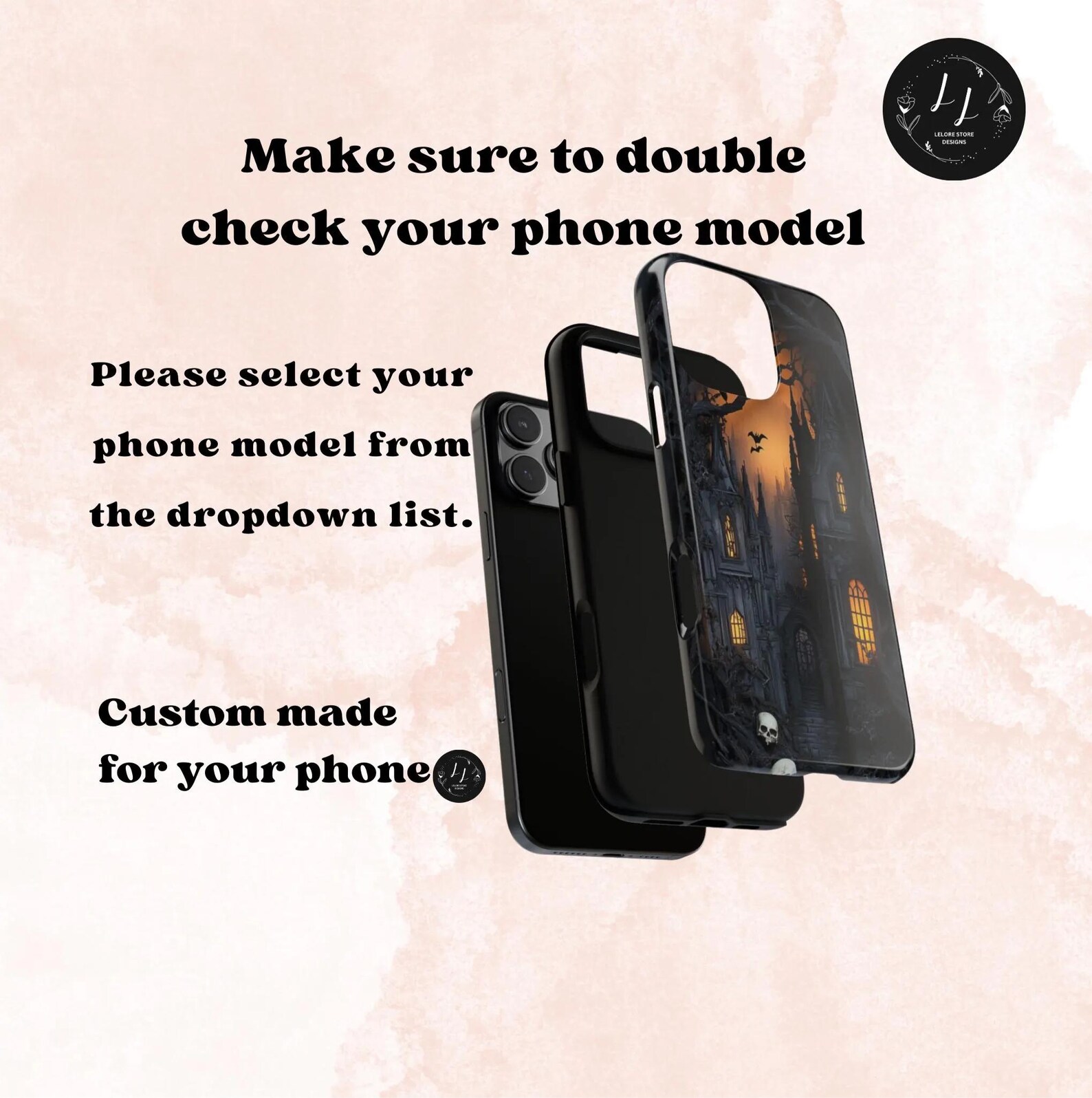 Black Dark Haunted House Phone Case: Gothic Halloween Horror Cover ...