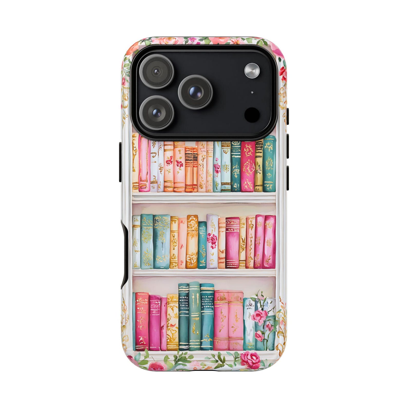 Floral Bookshelf Phone Case: Vintage Book Lover Gift Bookworms Flower ...