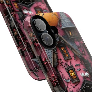 Spooky Haunted House Phone Case: Pink Goth Halloween Design Pixel ...