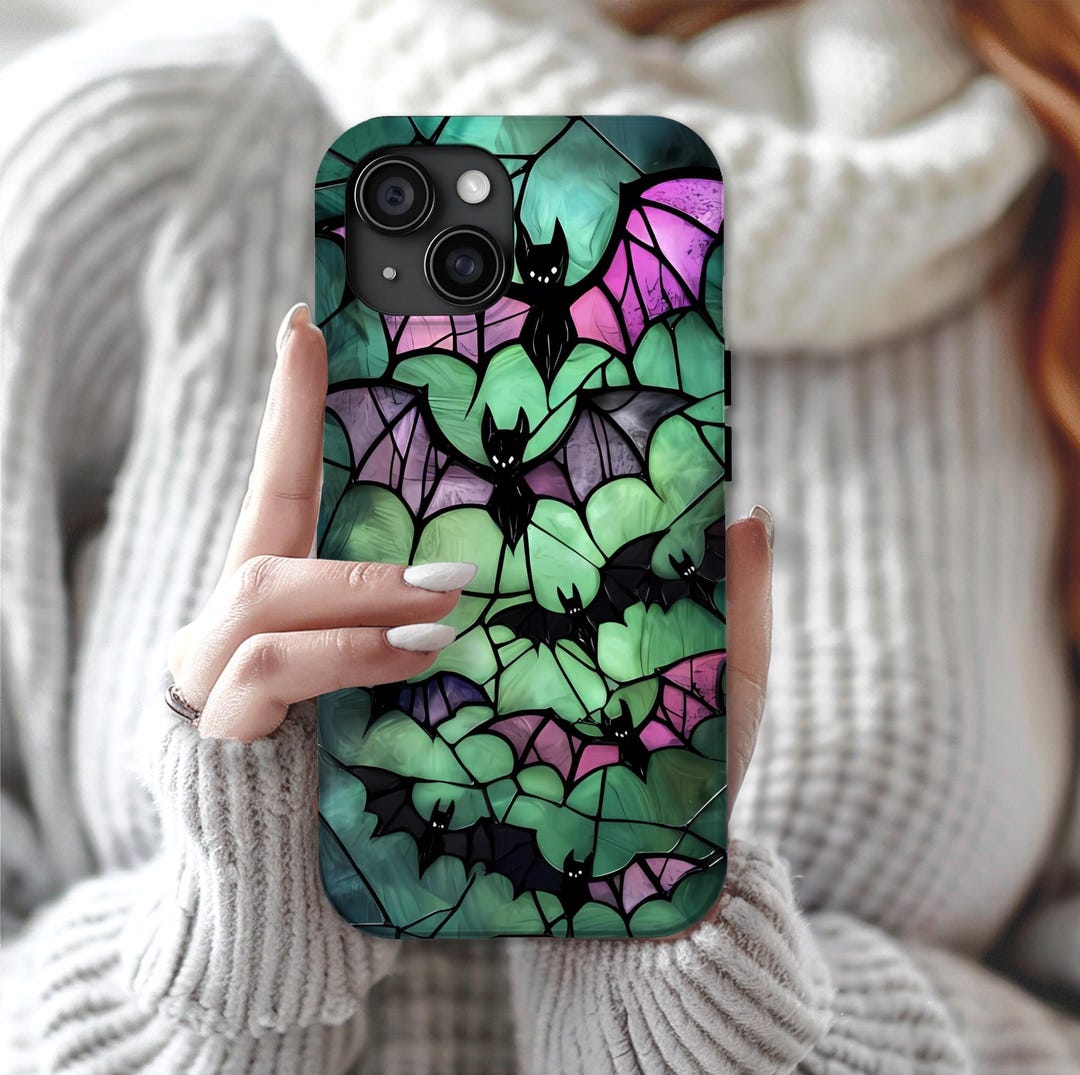 Halloween Bat Phone Case: Faux Stained Glass Gothic Design - Etsy