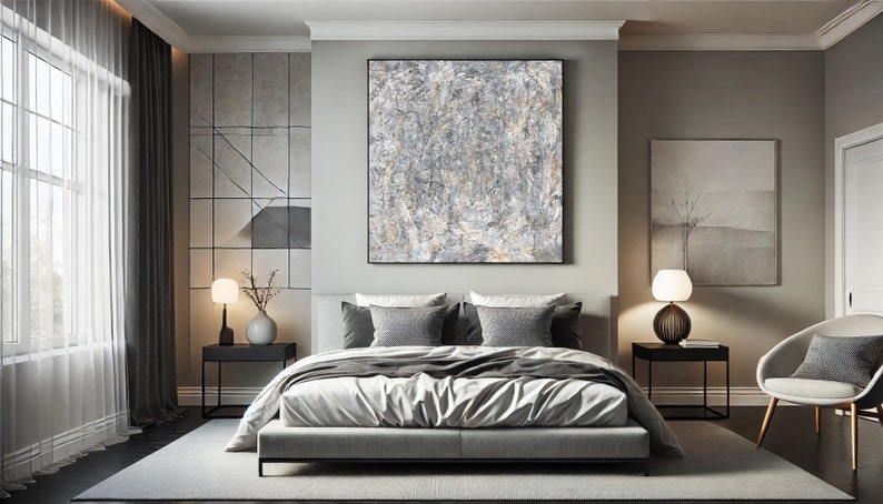 Neutral Abstract Painting With Subtle Textures, Modern Minimalist Wall ...