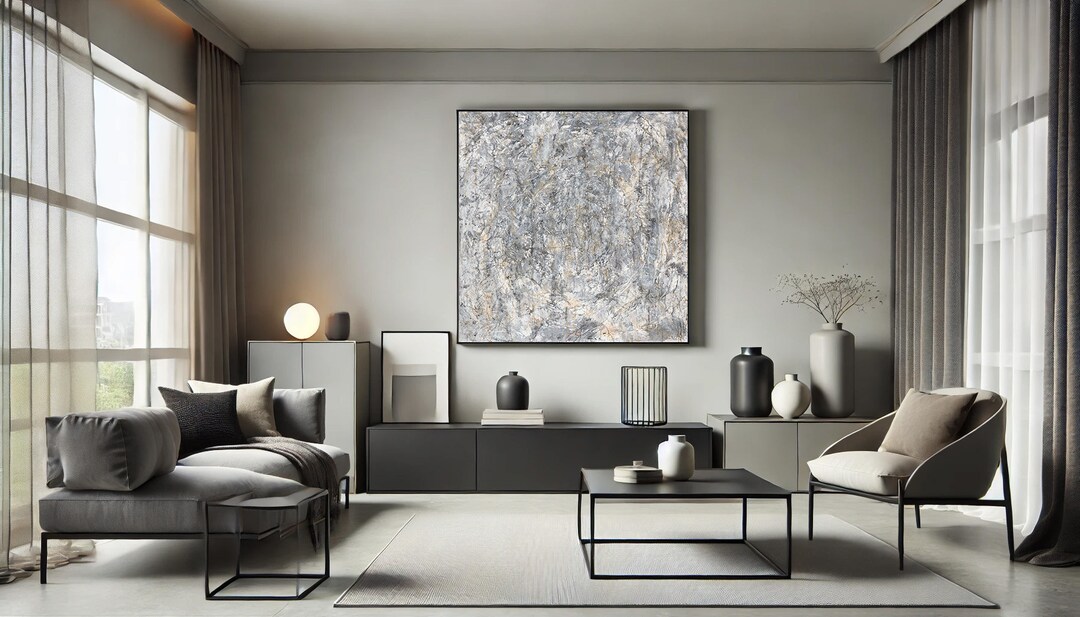 Neutral Abstract Painting With Subtle Textures, Modern Minimalist Wall ...