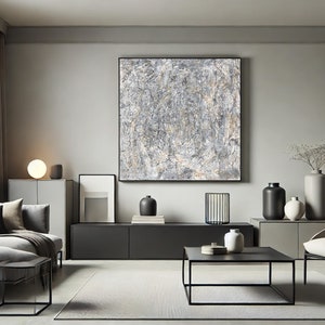 Neutral Abstract Painting With Subtle Textures, Modern Minimalist Wall ...