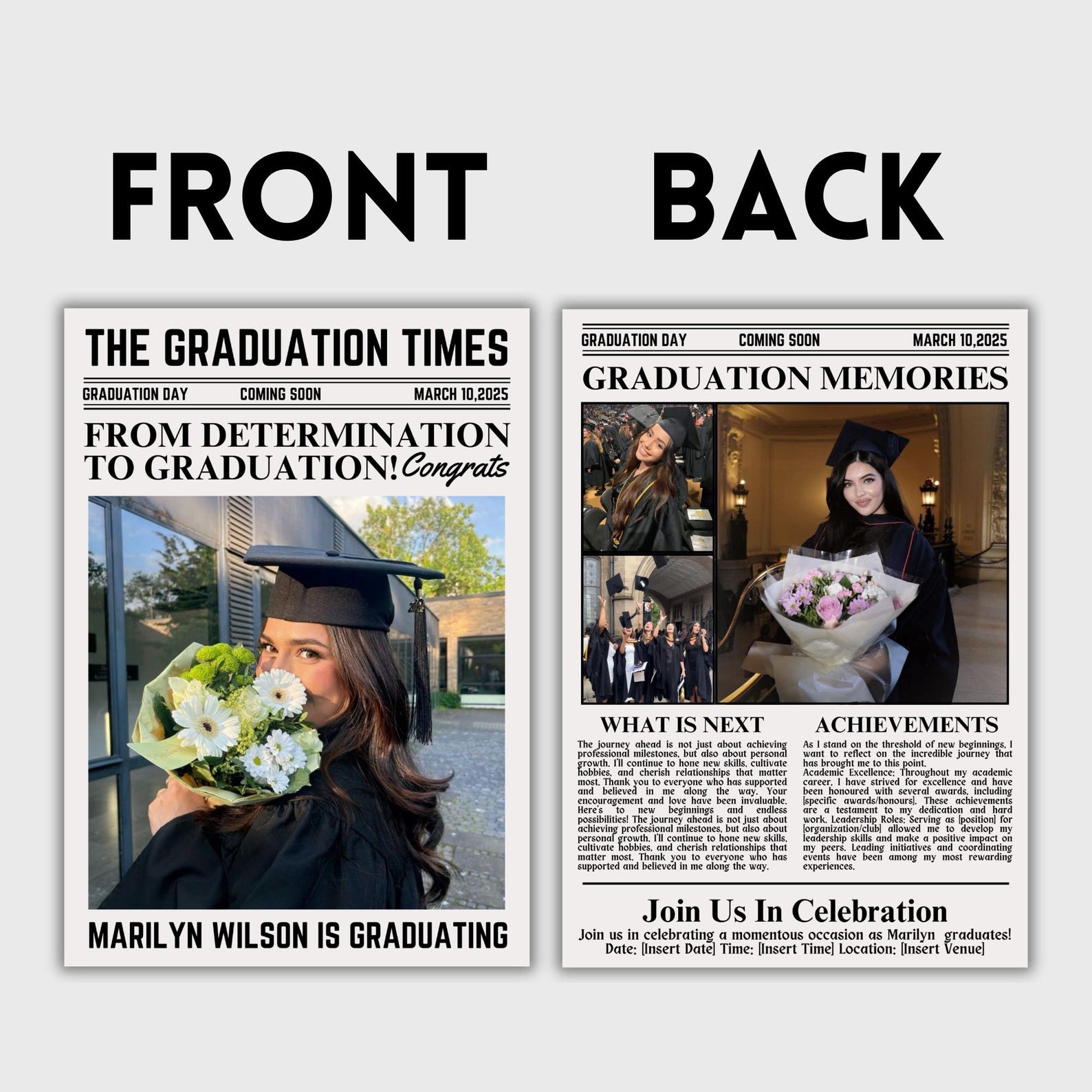 Canva Graduation Newspaper Template, Large Newspaper Template, Senior ...