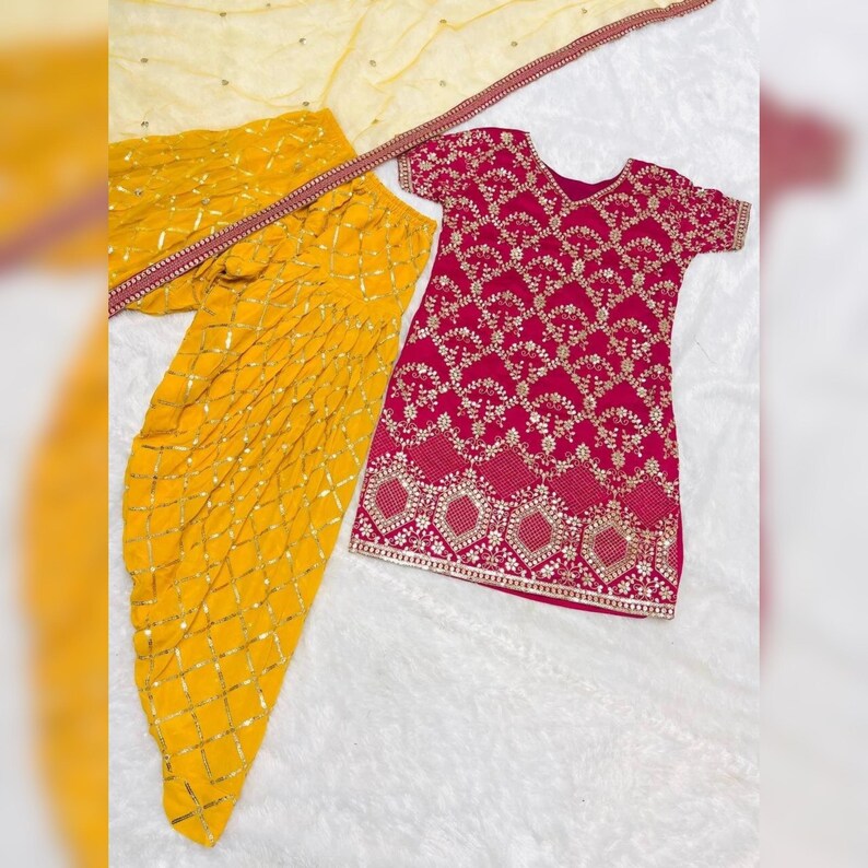 Punjabi Wedding Wear Vichitra Silk Patiala Suit for Ethic Indian Wear ...