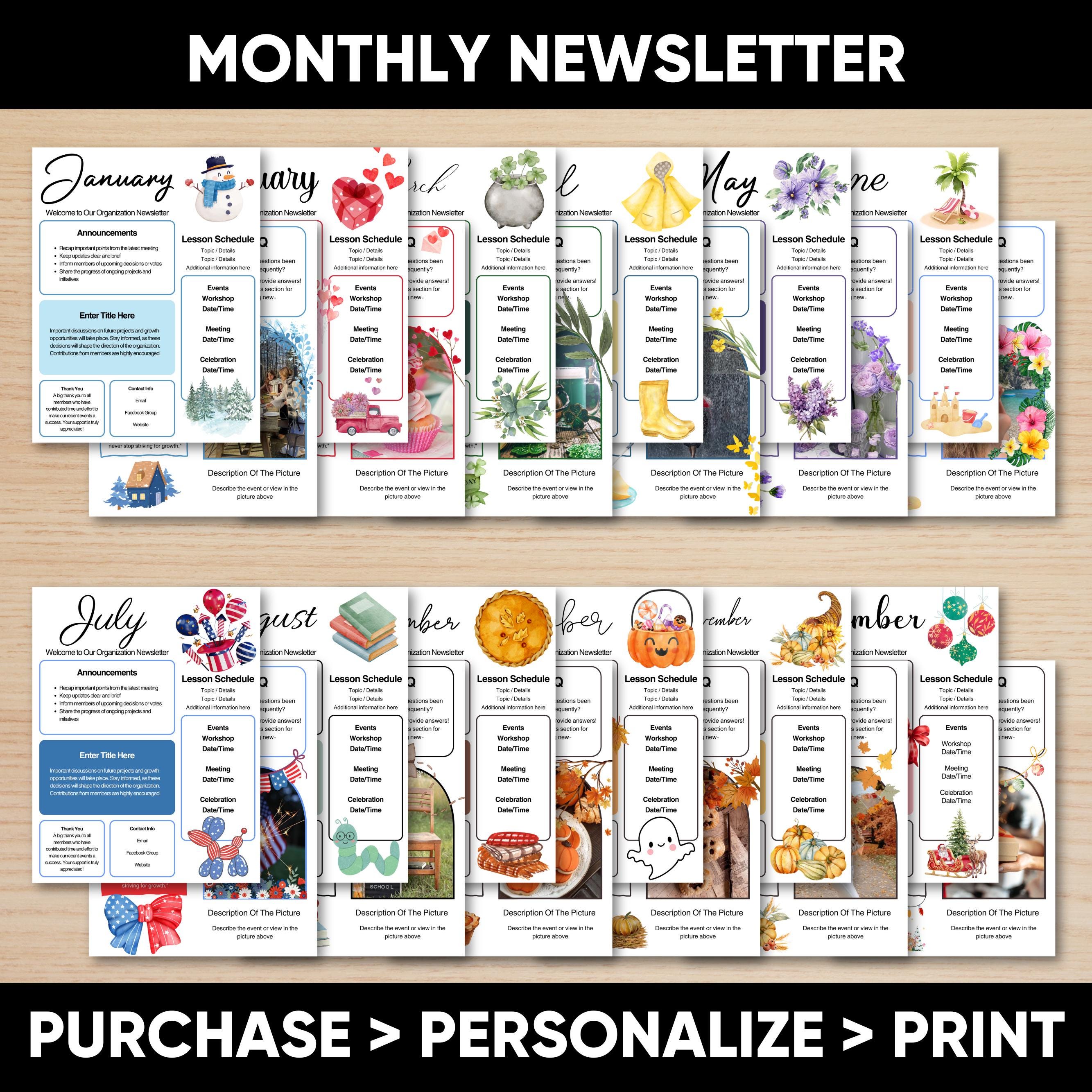 24 Pages HOA Monthly Newsletter Bundle Template, Community Newsletter ...