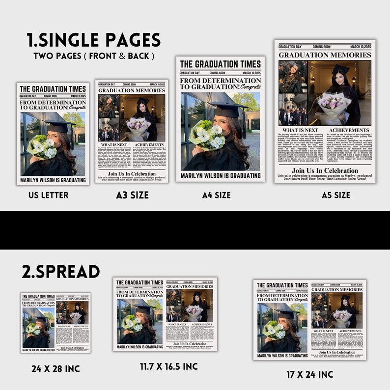 Canva Graduation Newspaper Template, Large Newspaper Template, Senior ...