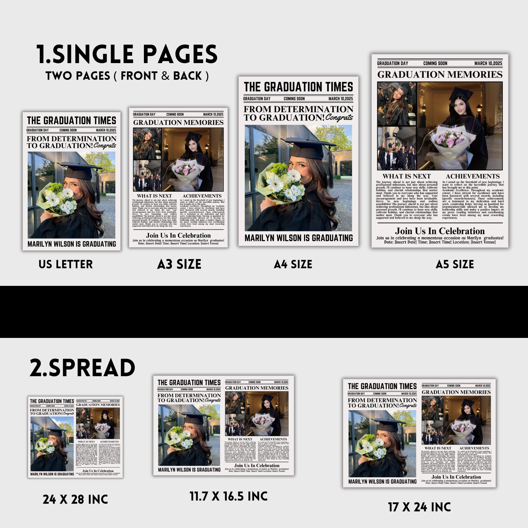Canva Graduation Newspaper Template, Large Newspaper Template, Senior ...