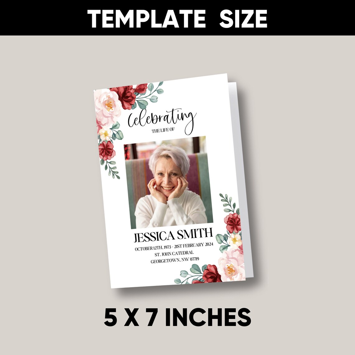 Editable Funeral Program Template, Floral Memorial Program, Pink Floral ...