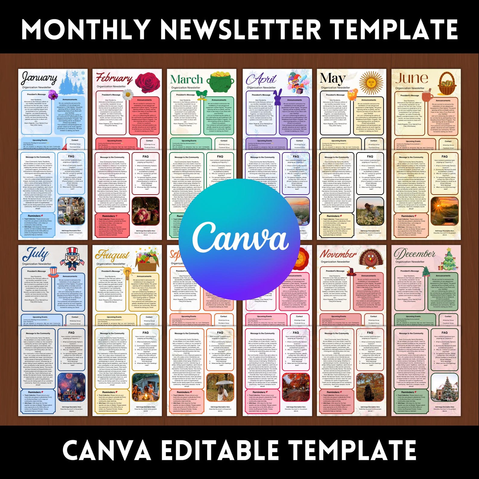 24 Pages HOA Monthly Newsletter Bundle Template, Community Newsletter ...