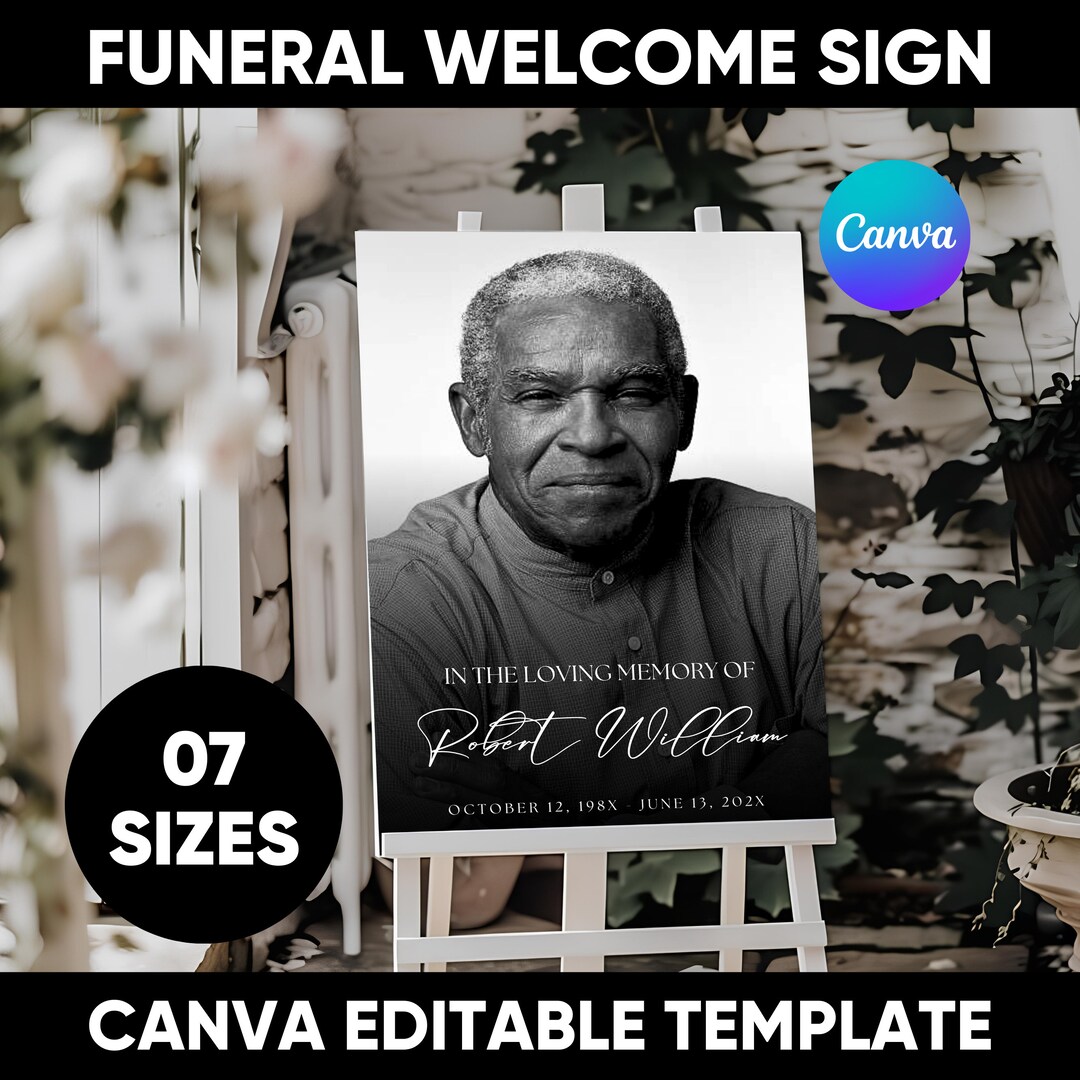 Editable Funeral Welcome Sign, Funeral Memorial Sign, in Loving Memory ...