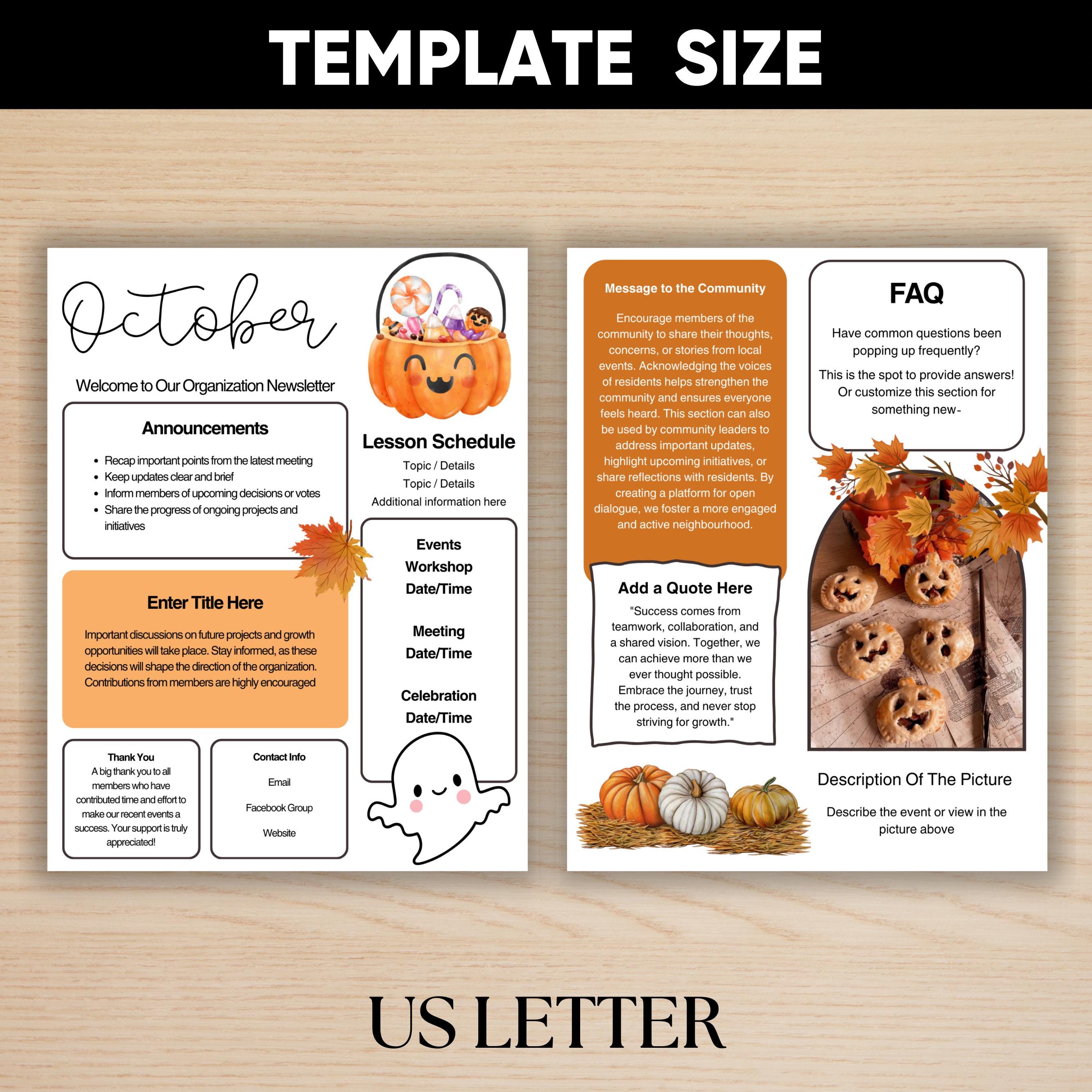 24 Pages HOA Monthly Newsletter Bundle Template, Community Newsletter ...