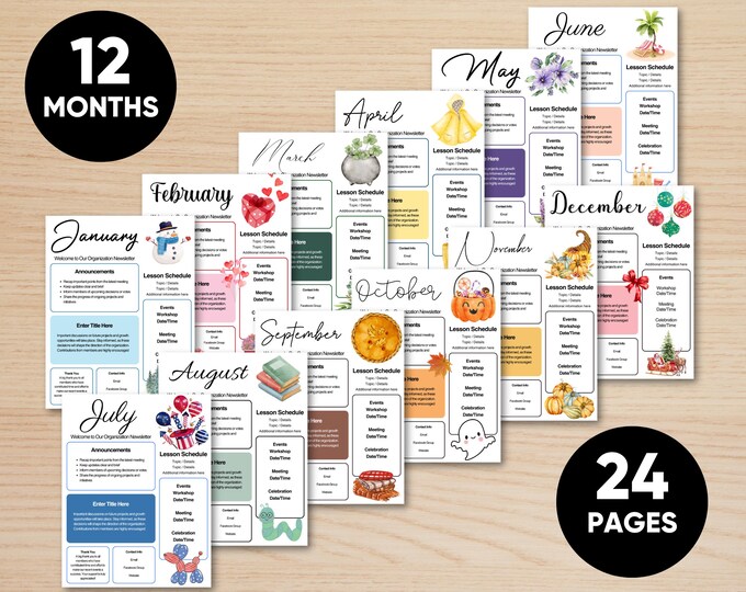 24 Pages HOA Monthly Newsletter Bundle Template, Community Newsletter ...