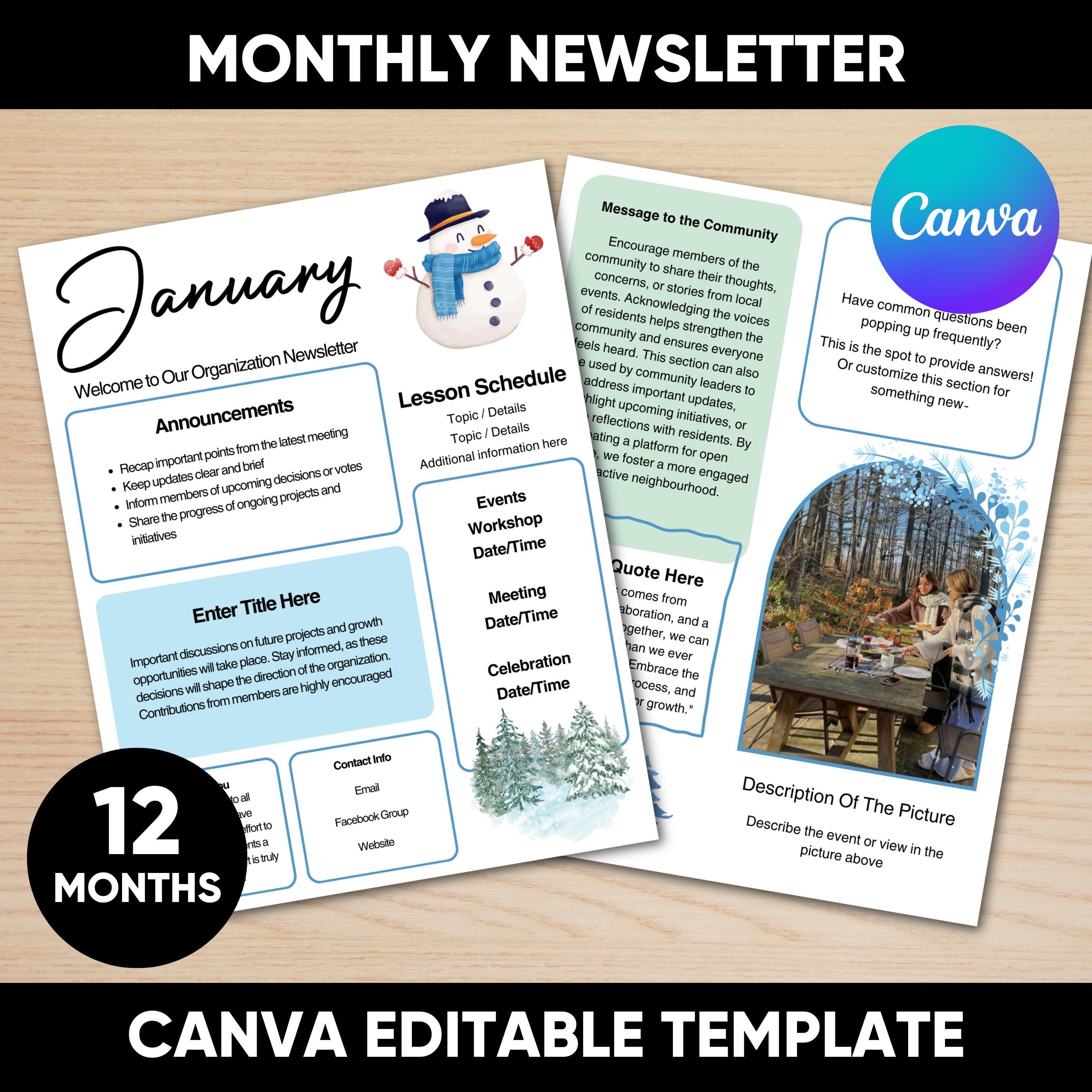 24 Pages HOA Monthly Newsletter Bundle Template, Community Newsletter ...