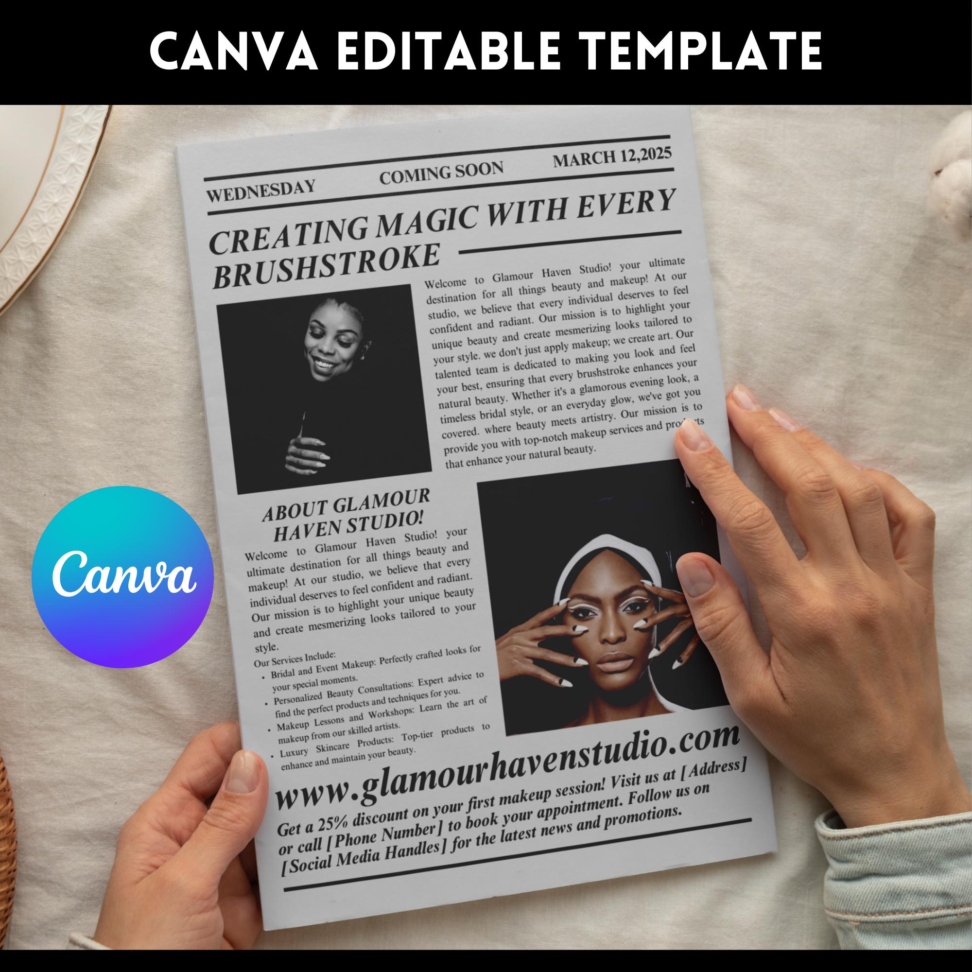 Canva Business Newspaper Template, Editable Large Newspaper ...