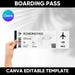 Editable Boarding Pass Template, Printable Personalized Airline Ticket ...