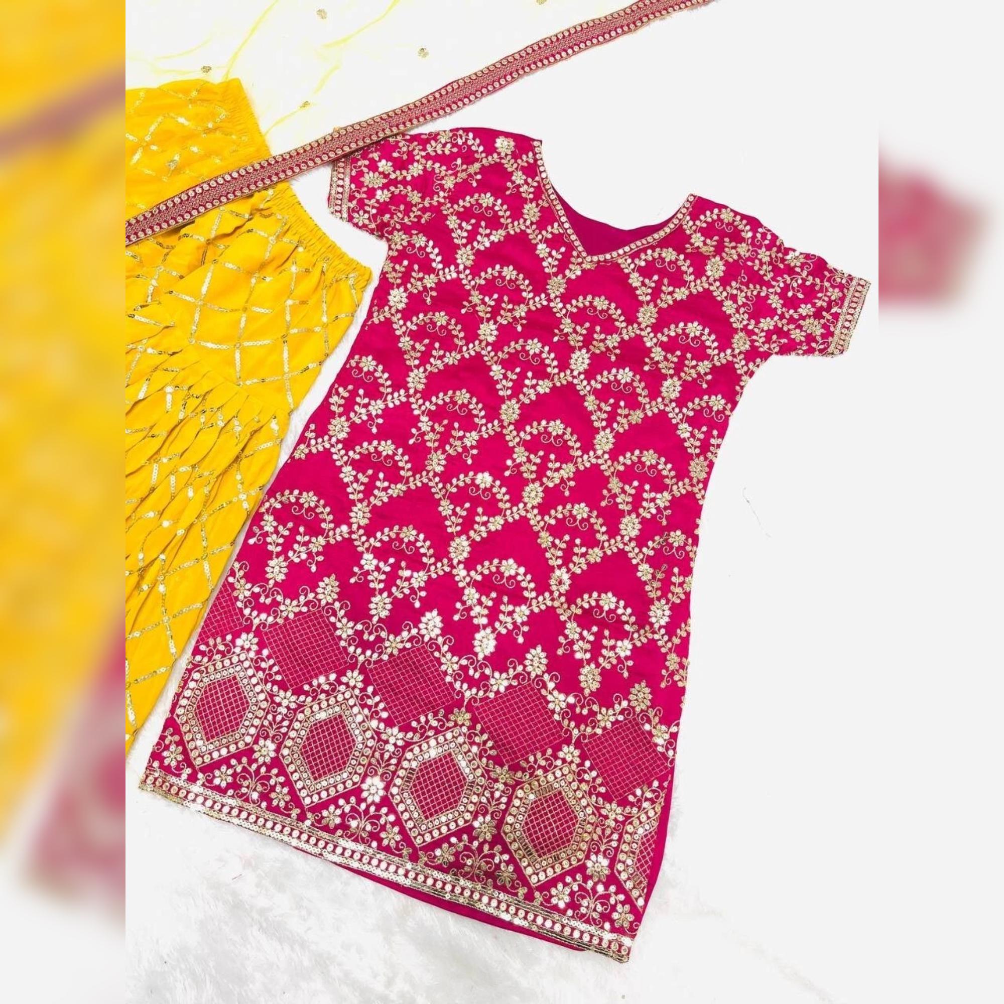 Punjabi Wedding Wear Vichitra Silk Patiala Suit for Ethic Indian Wear ...