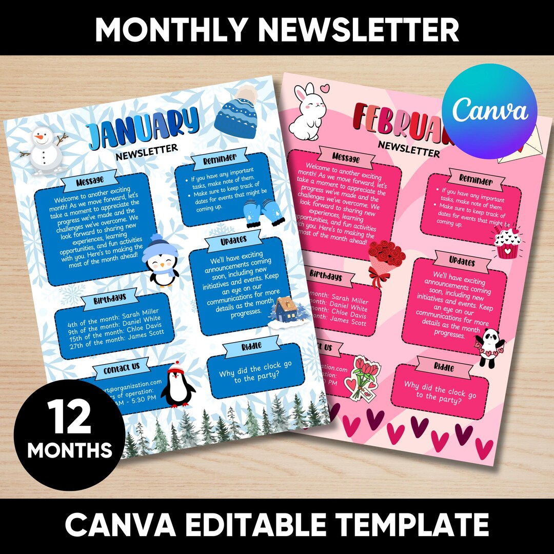 Monthly Class Room Newsletter Bundle Template, Daycare Newsletter ...