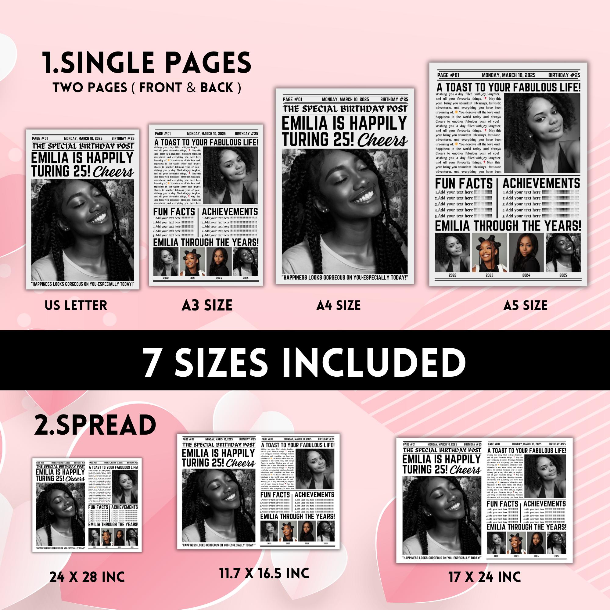 Canva Birthday Party Invite Newspaper Template, Birthday Newspaper for ...