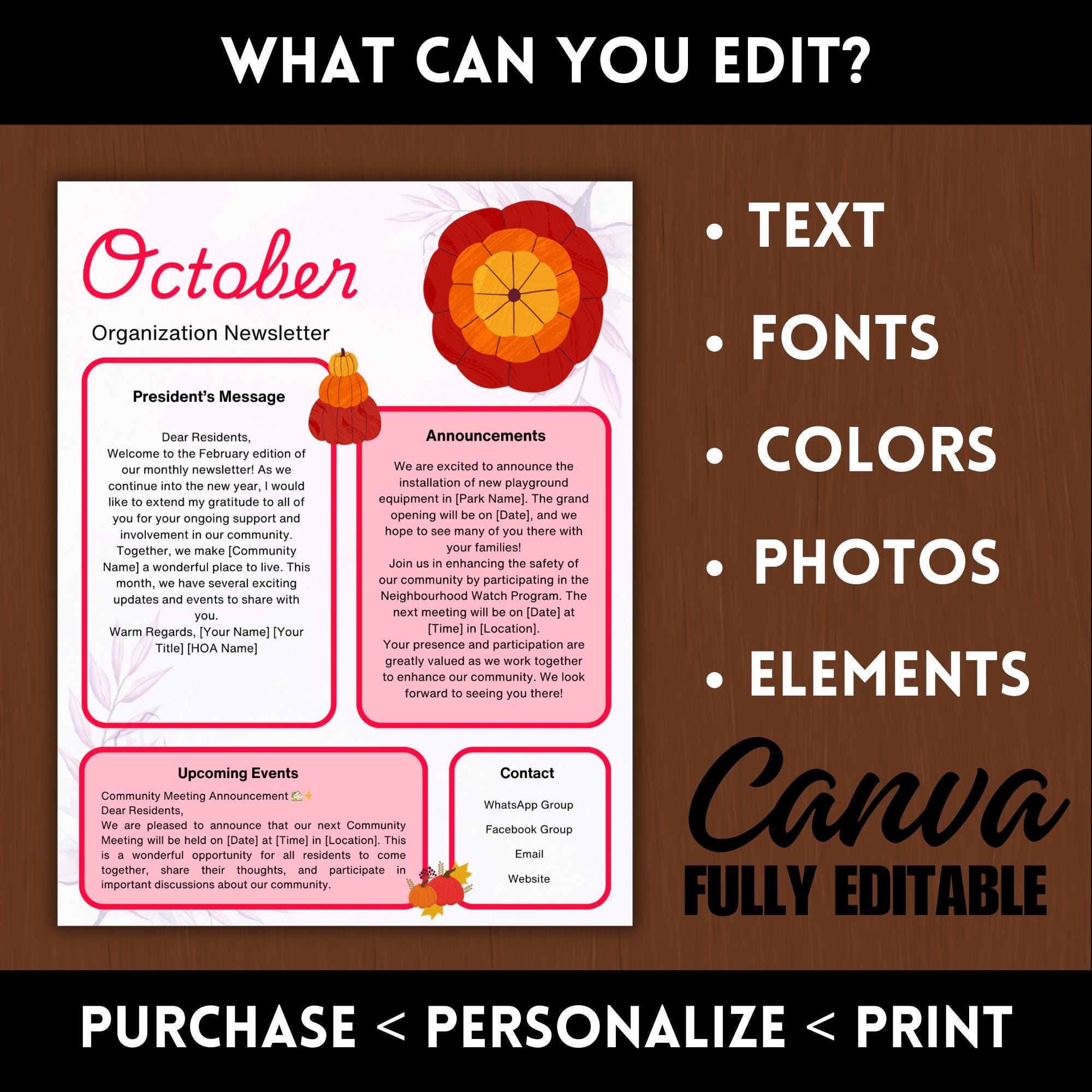24 Pages HOA Monthly Newsletter Bundle Template, Community Newsletter ...
