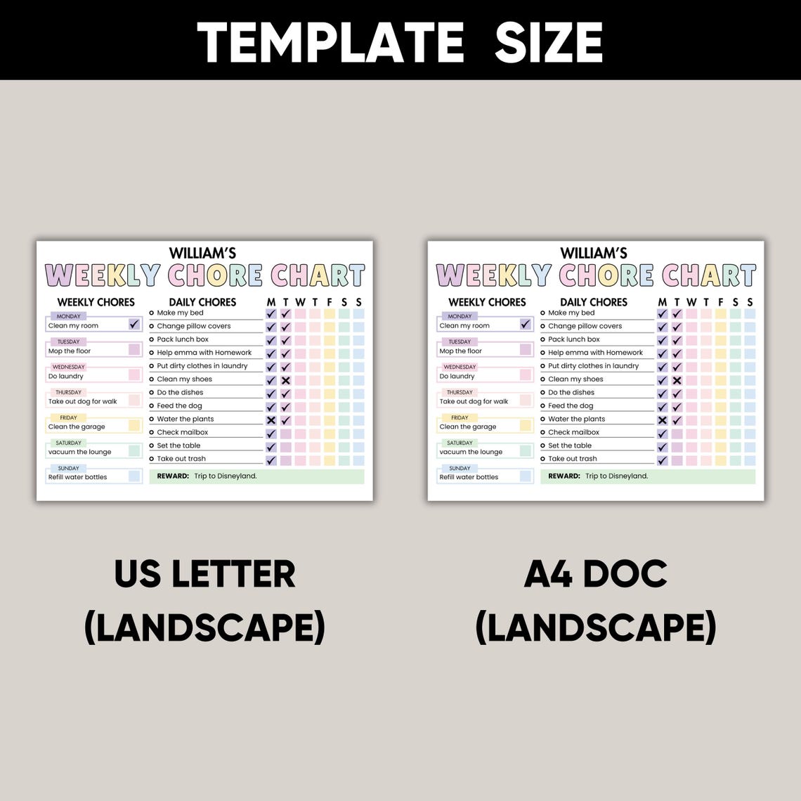 Editable Chore Chart for Kids Printable Kids Daily Weekly ...