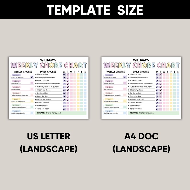 Editable Chore Chart for Kids | Printable | Kids Daily Weekly ...
