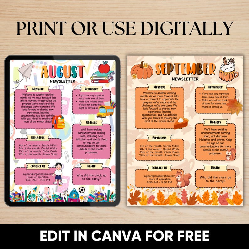 Monthly Class Room Newsletter Bundle Template, Daycare Newsletter ...