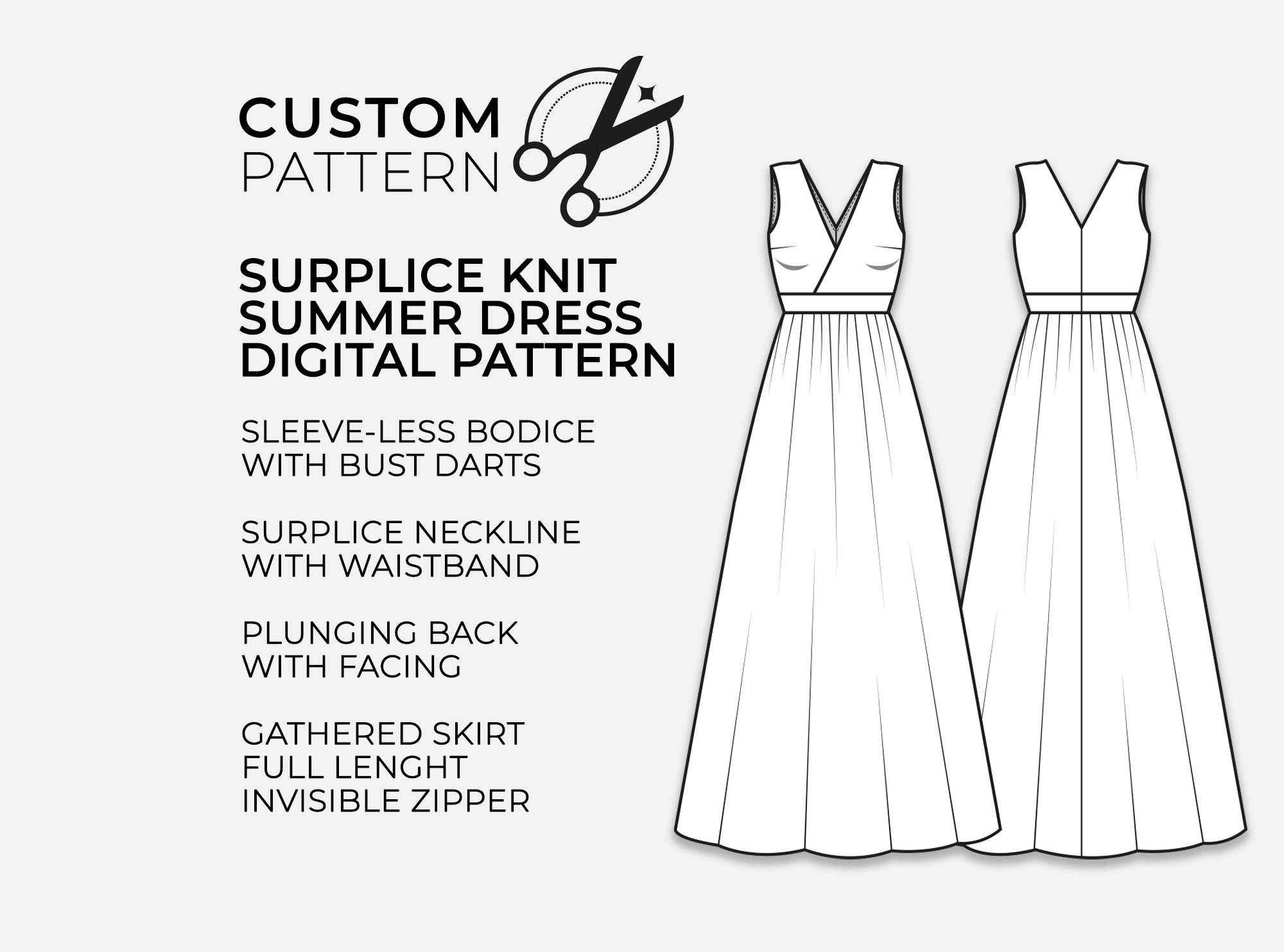 Summer Knit Dress PDF Sewing Pattern, Tutorial, Custom Size, Sun Dress ...