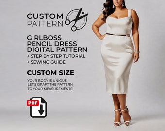 Off-shoulder Dress PDF Sewing Pattern, Tutorial, Custom Size, Wedding ...