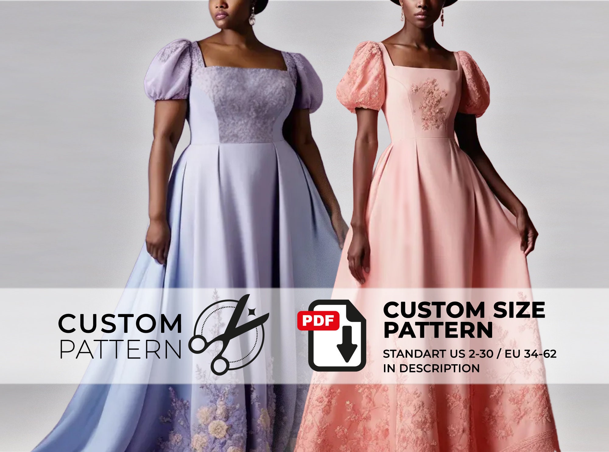 Historical Cosplay Sewing Pattern, Tutorial, Custom Size, Regencycore ...