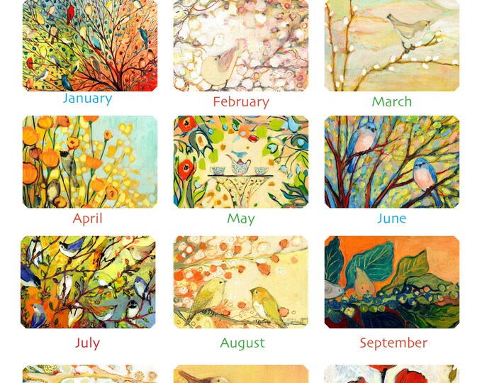 Whimsical Birds 2013 Wall Calendar 6 Pages, 12 Different Vibrant and ...