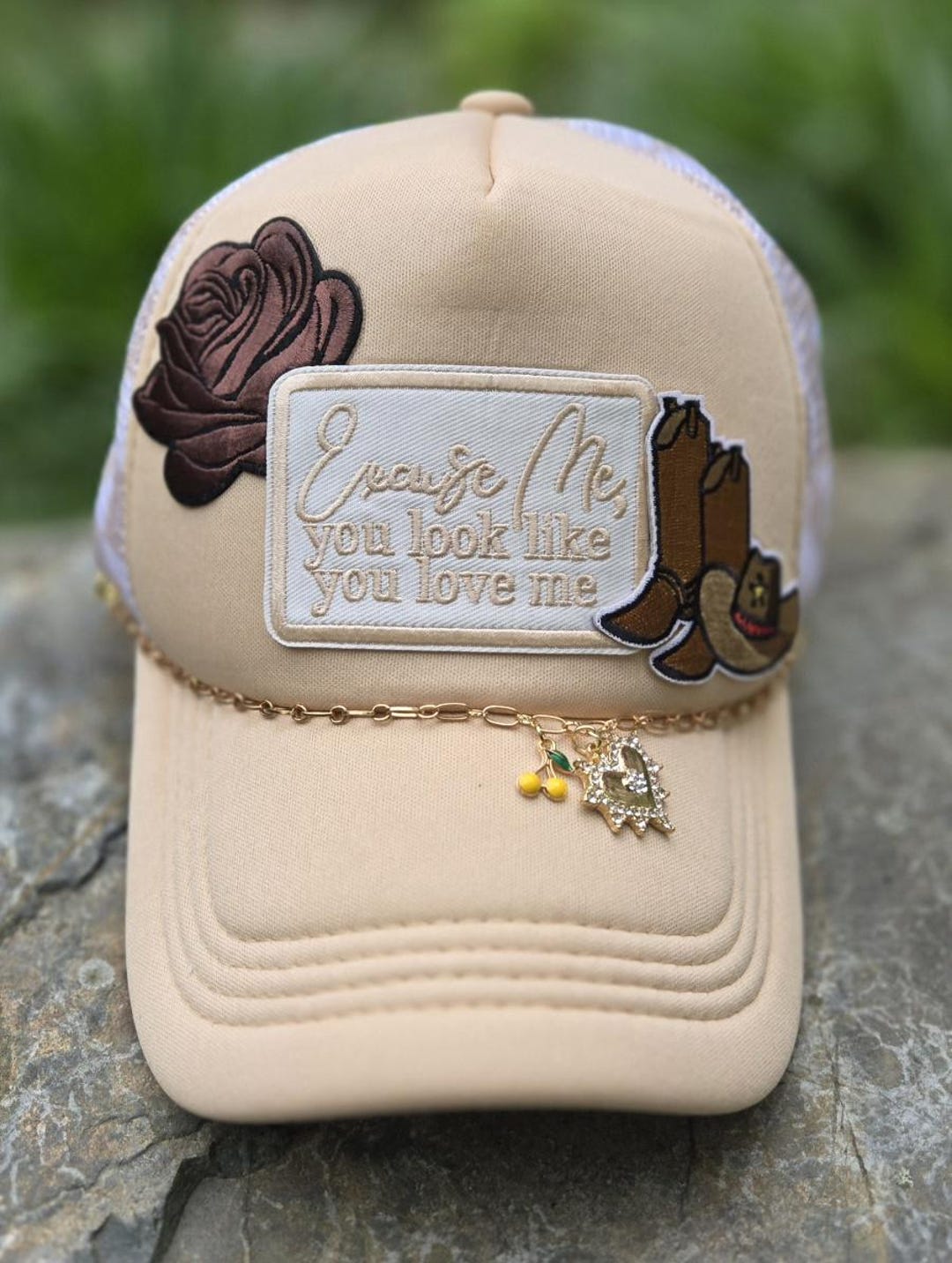 Excuse Me You Look Like You Love Me Women's Checkered Trucker Hat ...