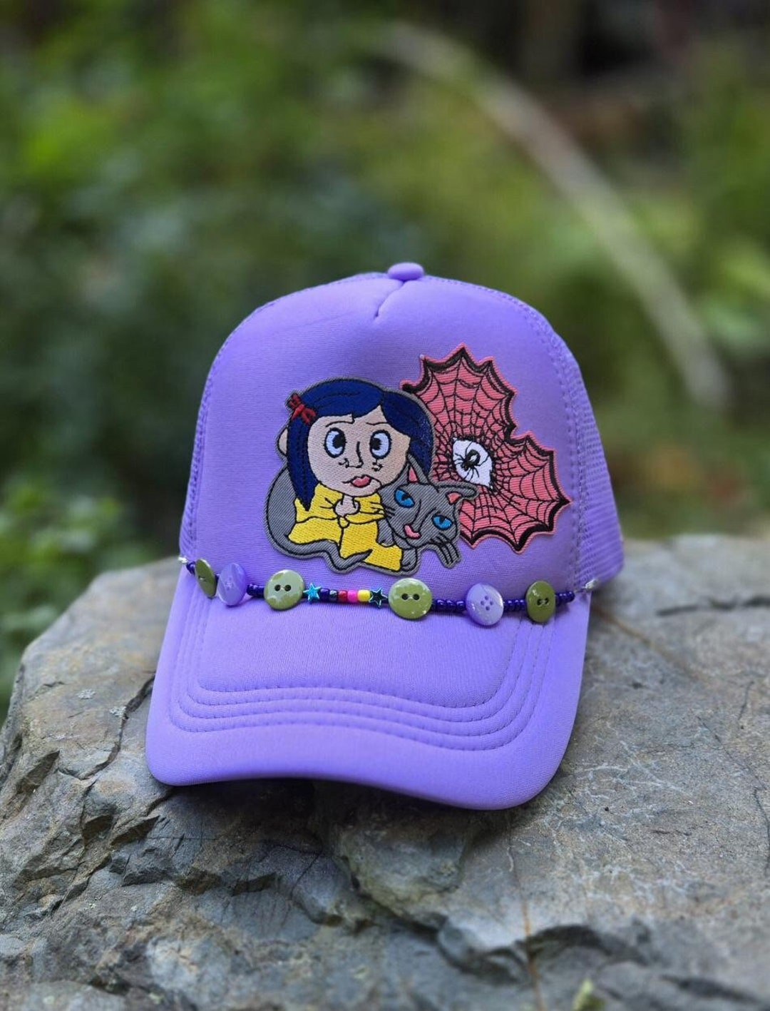 Coraline Halloween Trucker Hat, Coraline Inspired Hat, Coraline and ...