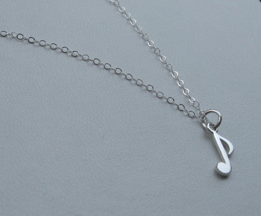 Music Note Sterling Silver Necklace Music Note Necklace - Etsy