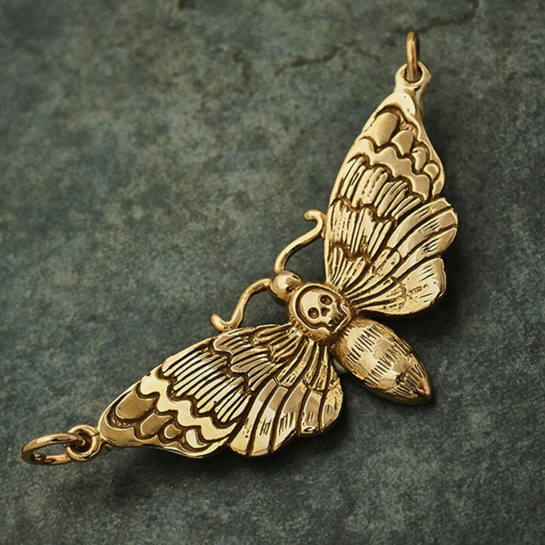 Deaths Head Moth Necklace, 14k Gold Filled Necklace, Bronze Charm, Hawk ...