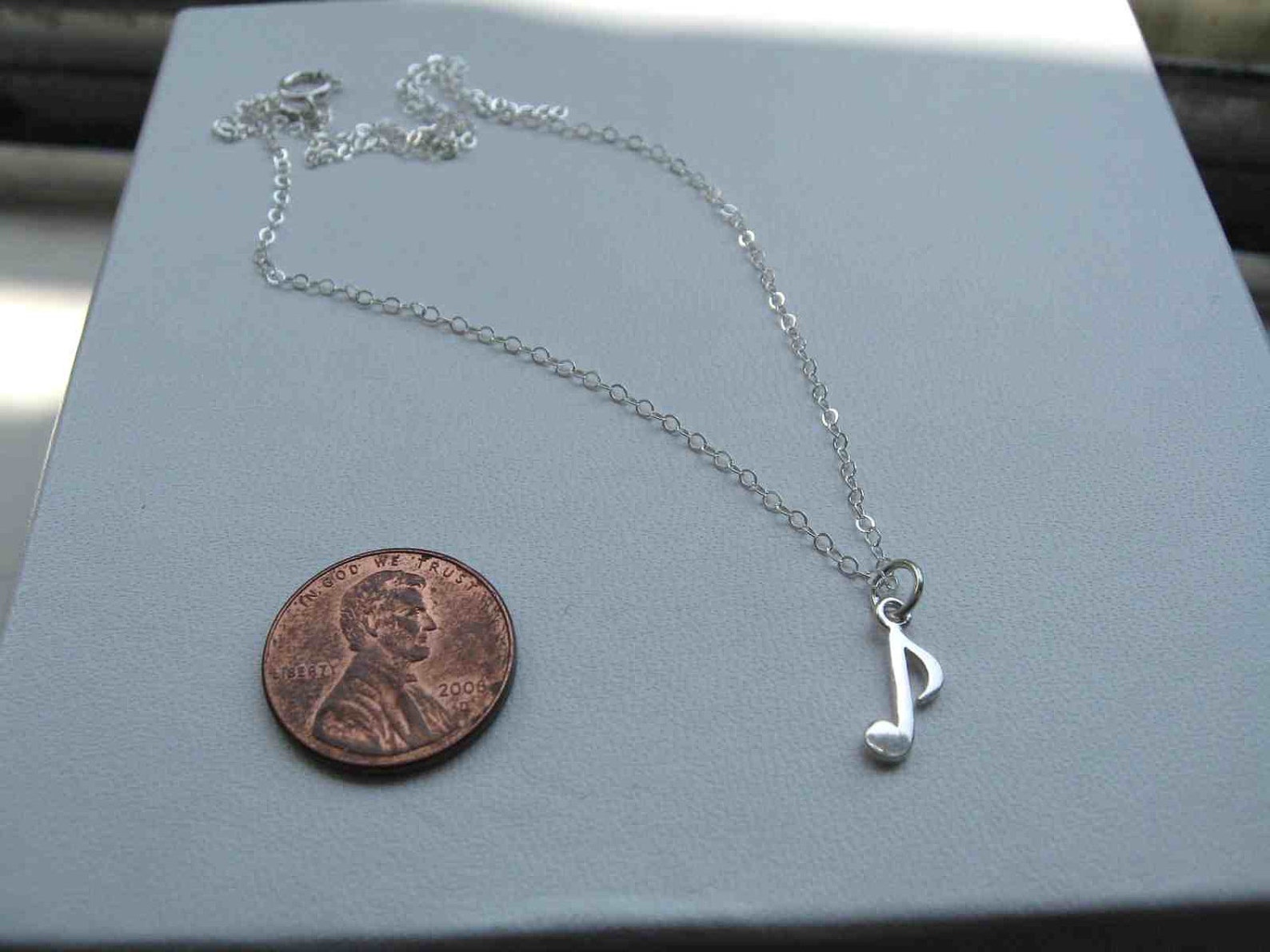 Music Note Sterling Silver Necklace Music Note Necklace - Etsy