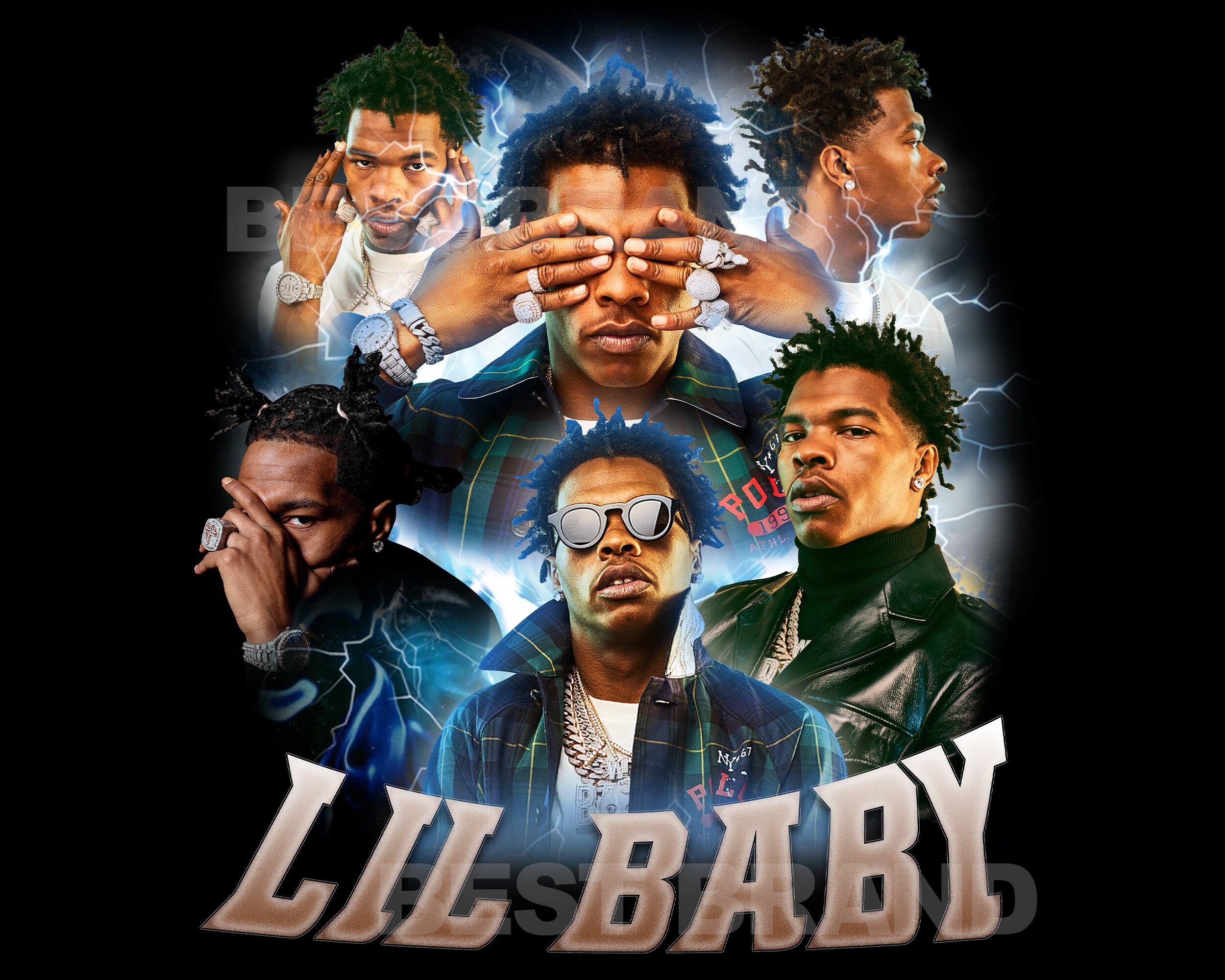 Lil Baby PNG T-SHIRT rap Tee Jumbo Graphic Print Savage Mode rare Hip ...